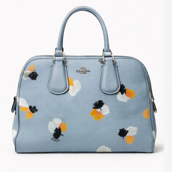 Coach | Bags | Coach Light Blue Floral Satchel | Poshmark